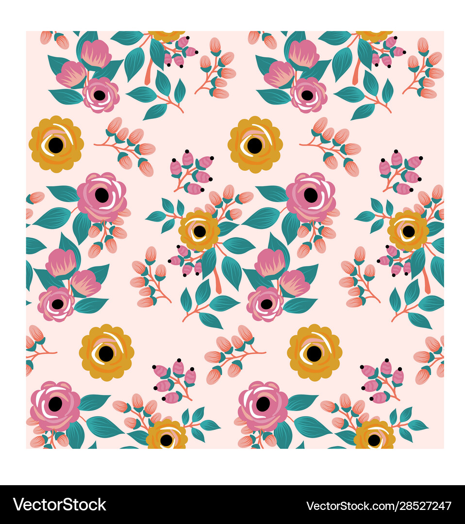 Yellow and pink boho roses seamless pattern Vector Image