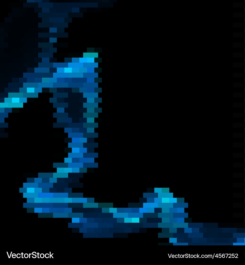 Bended blue line made of blue bricks Royalty Free Vector