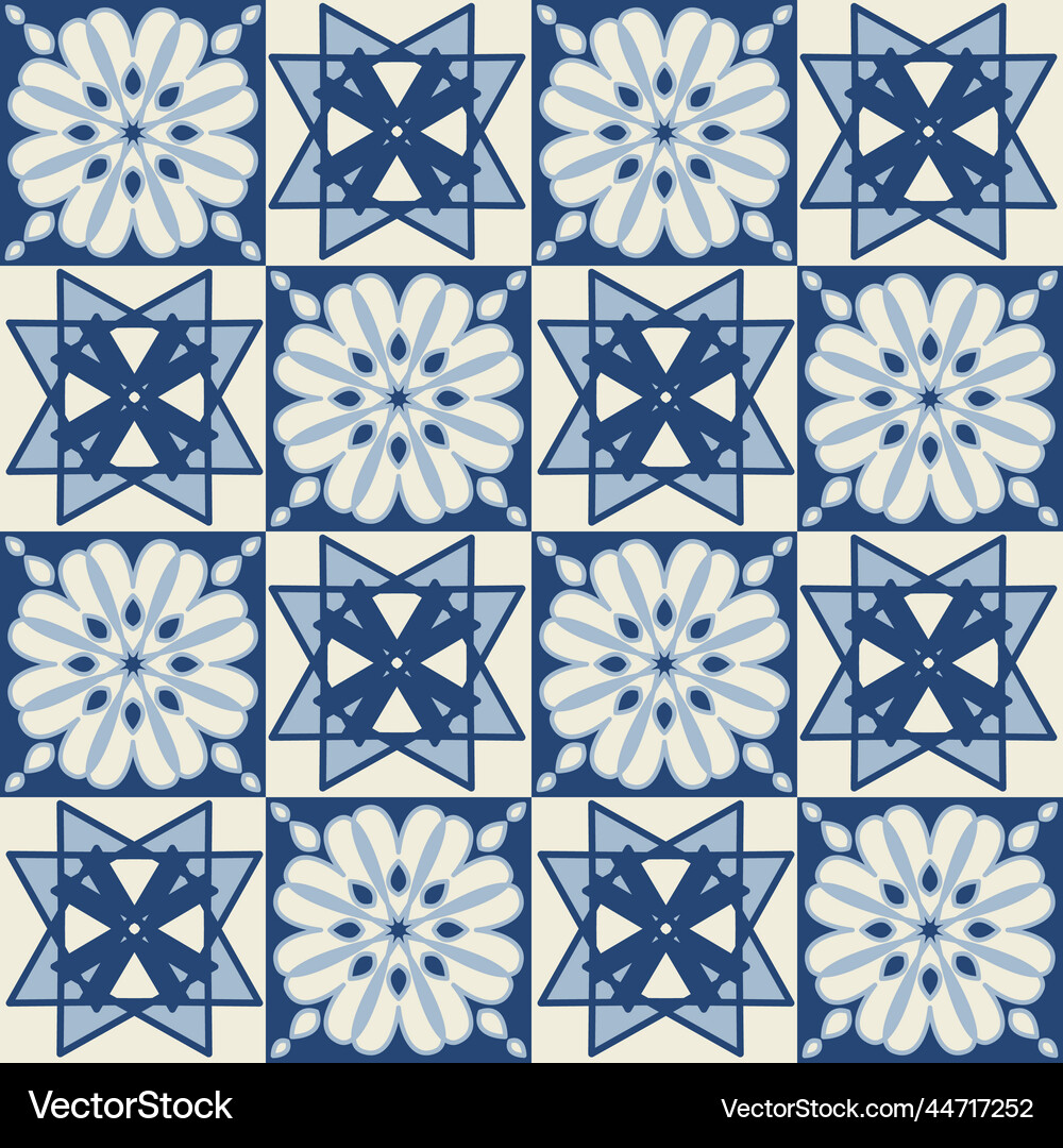 Blue monochrome ceramic tiles square tiles Vector Image