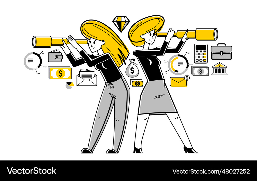 Business team looking for opportunities outline Vector Image