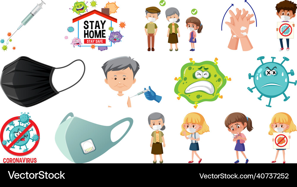 Cartoon character and coronavirus vaccination Vector Image
