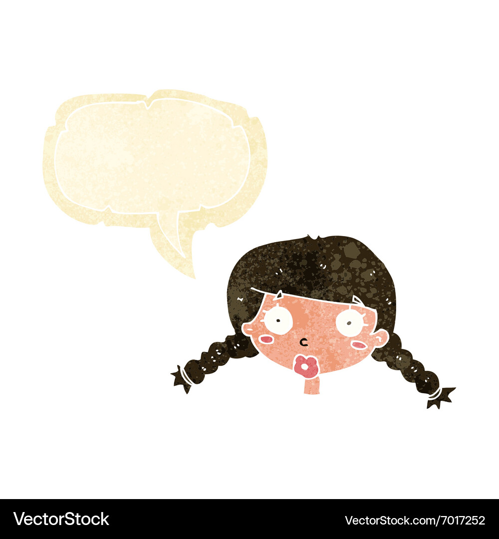 Cartoon confused female face with speech bubble Vector Image