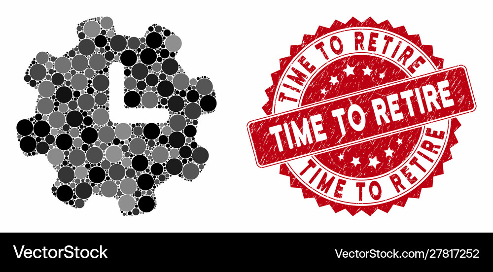 Collage time settings with grunge to retire Vector Image