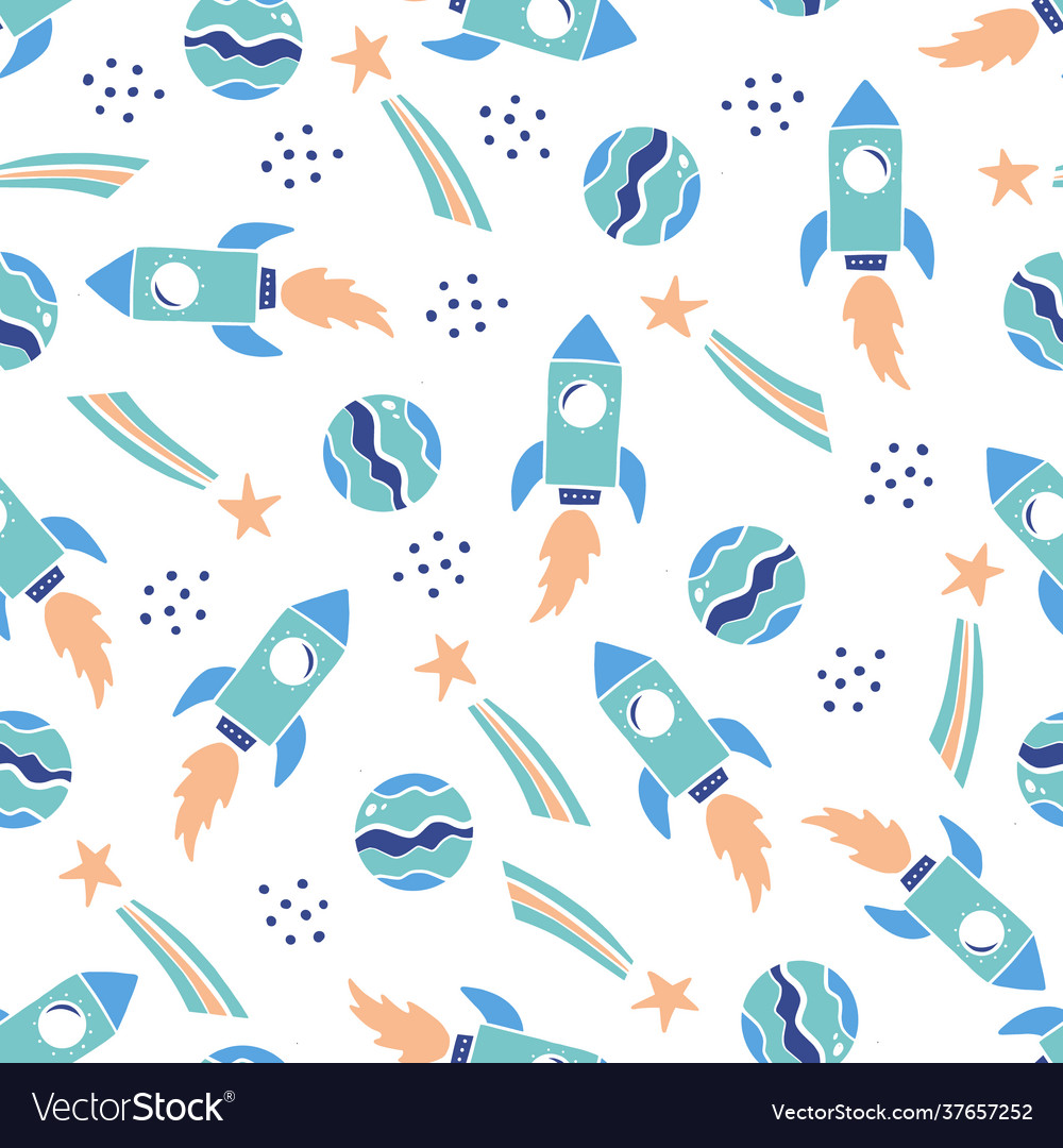 Cute childish seamless pattern space Royalty Free Vector