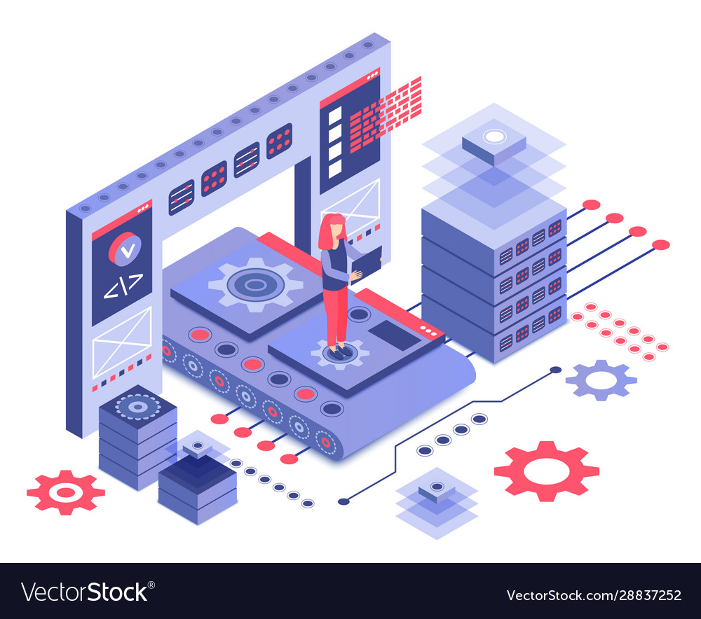 Datacenter isometric Royalty Free Vector Image