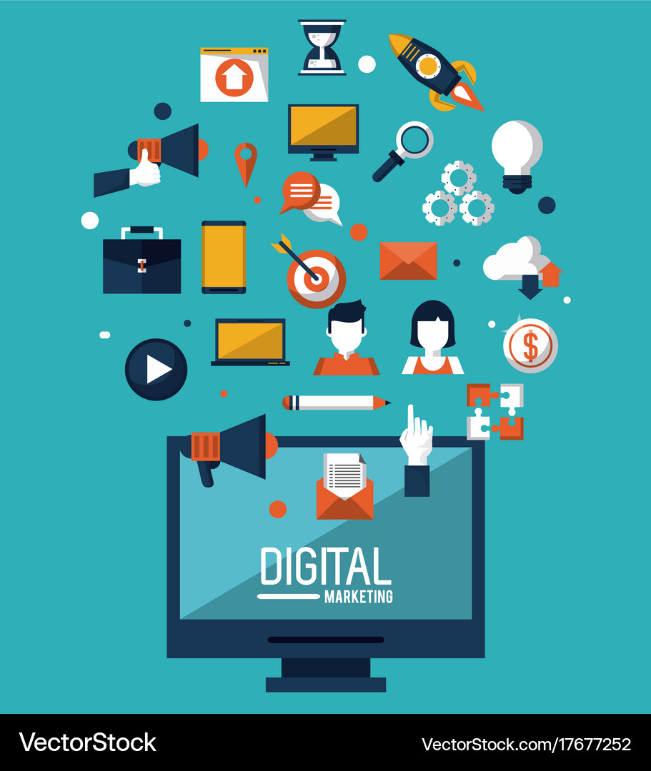 Digital marketing and advertising Royalty Free Vector Image