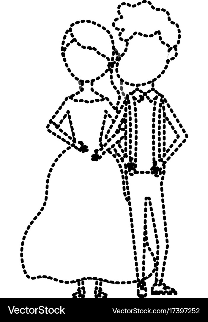 Dotted shape happy couple together and romantic Vector Image