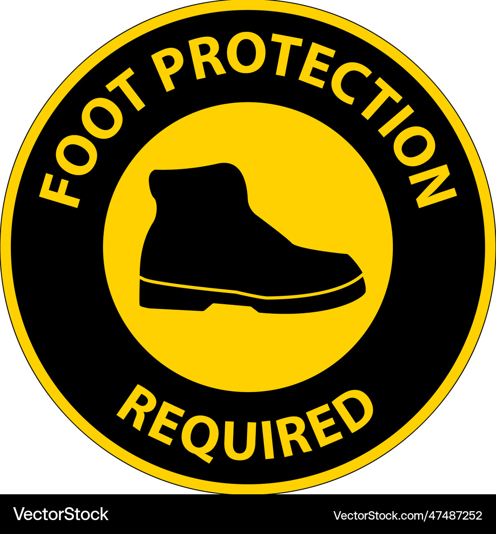 Notice foot protection required wall sign Vector Image
