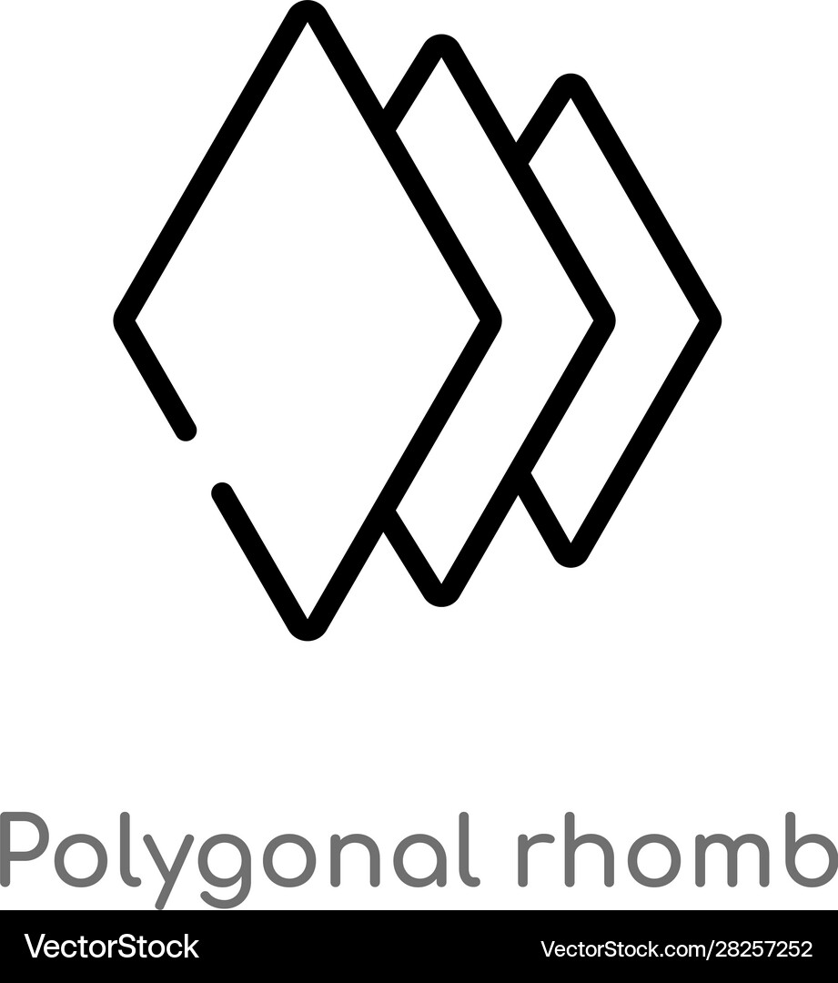 Outline polygonal rhomb icon isolated black Vector Image