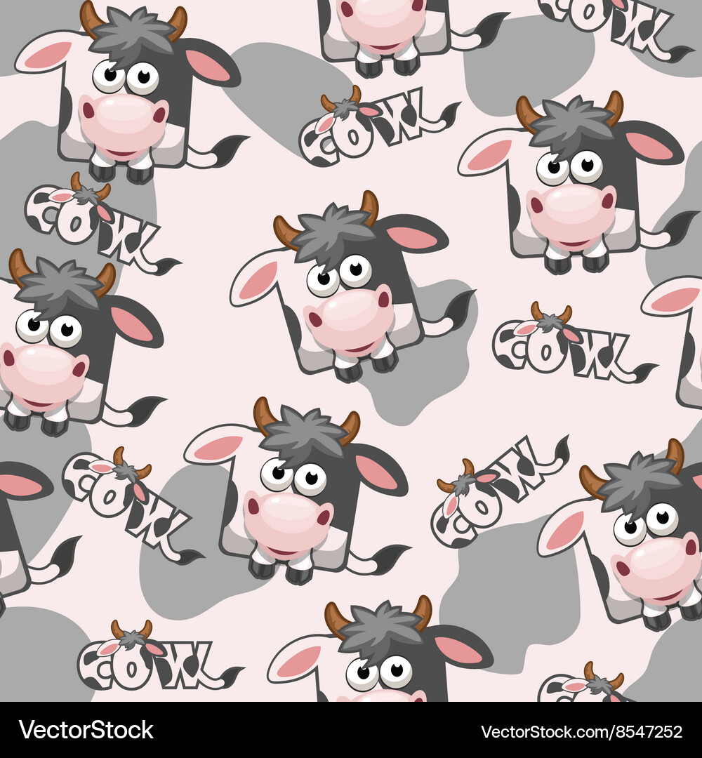 Seamless pattern square cartoon Cow Royalty Free Vector