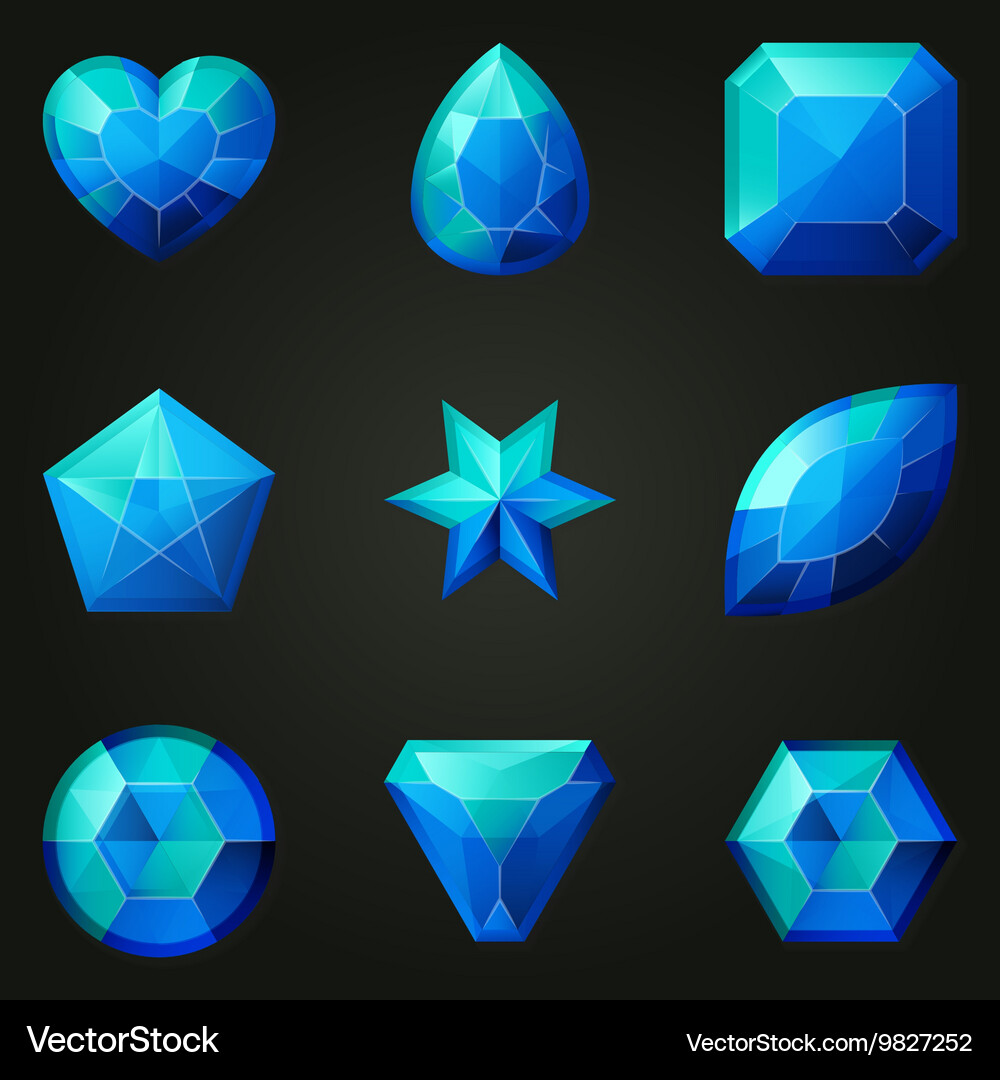 Set of gemstones with different shapes Royalty Free Vector