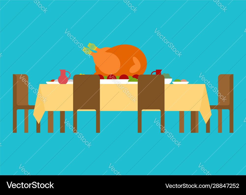 Turkey on table for thanksgiving day national Vector Image