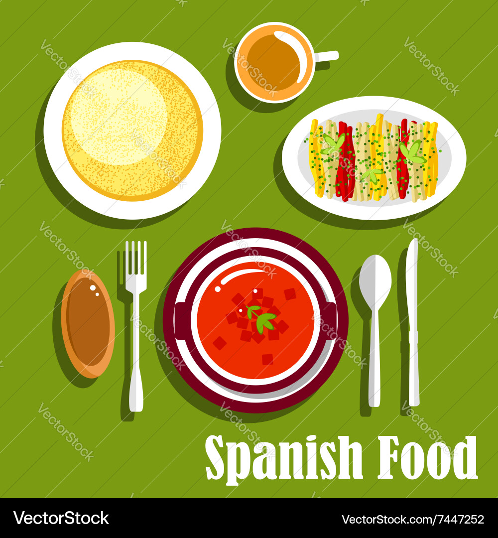 Vegetarian dishes spanish cuisine Royalty Free Vector Image