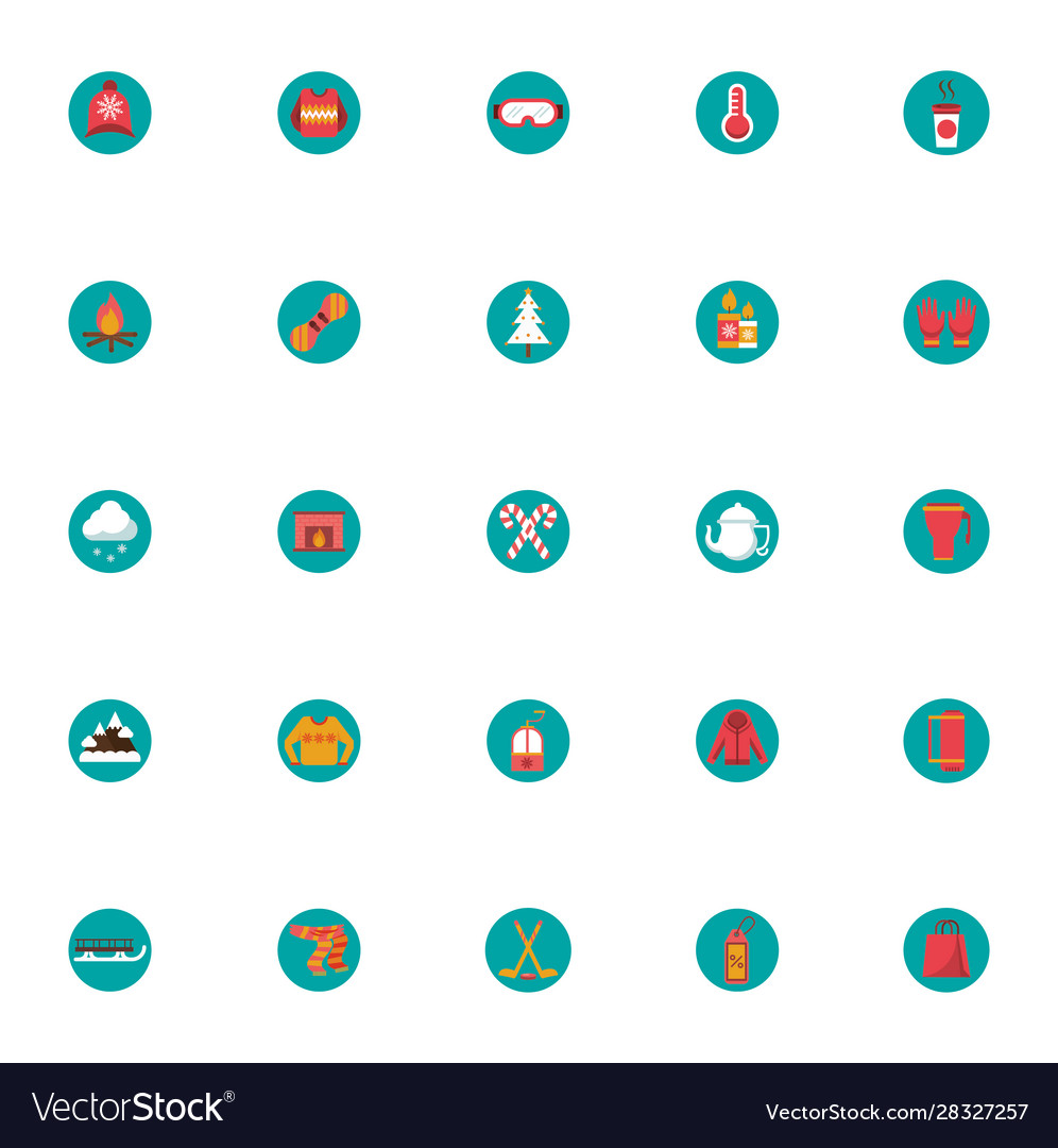 Bundle winter season set icons Royalty Free Vector Image