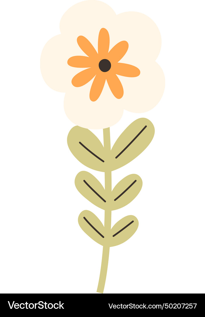 Cartoon flower on stem – Royalty-Free Vector | VectorStock