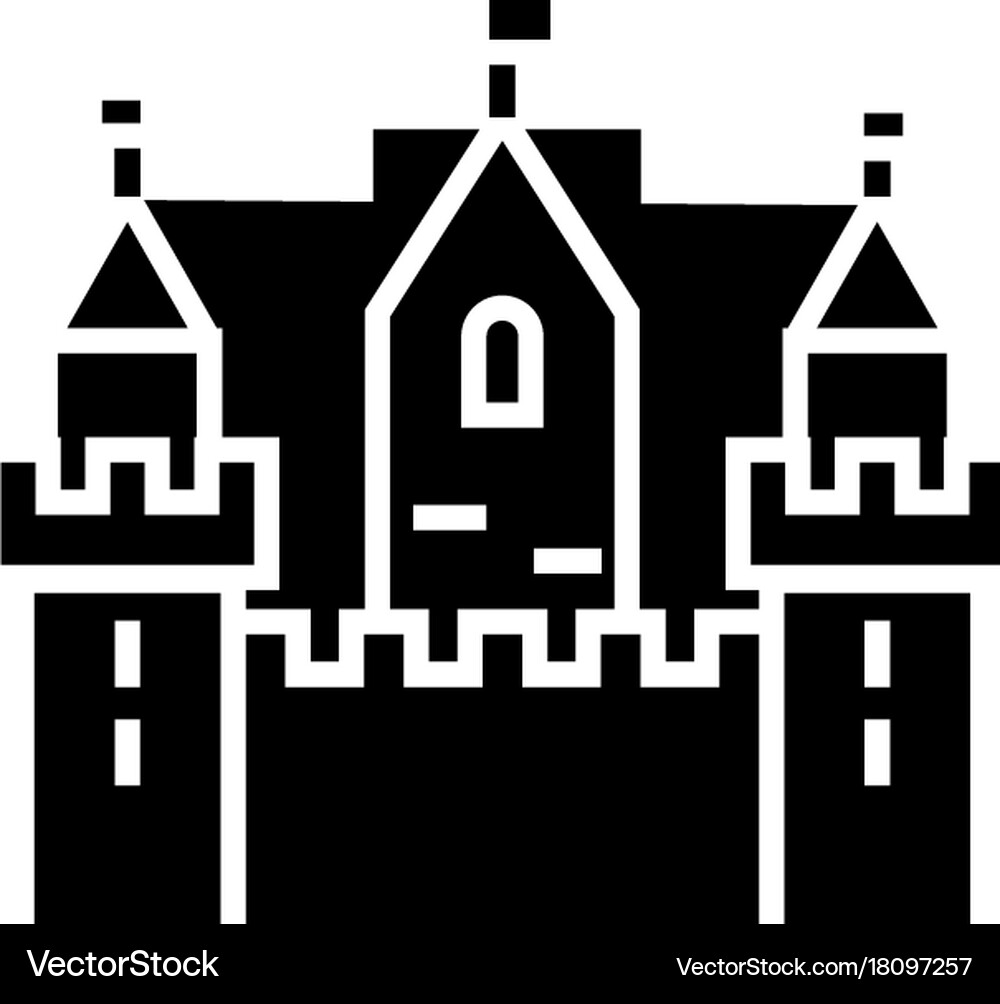 Castle kingdom 3 towers icon Royalty Free Vector Image