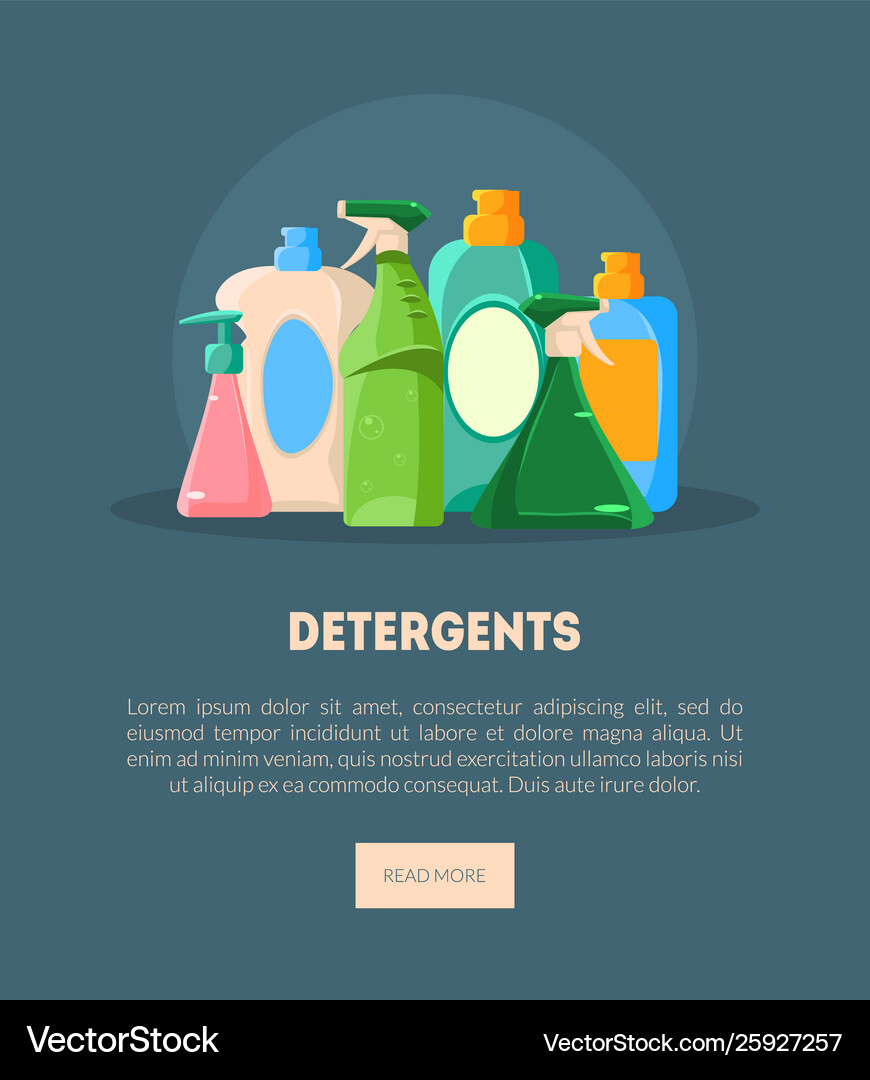Detergents banner landing page template with Vector Image