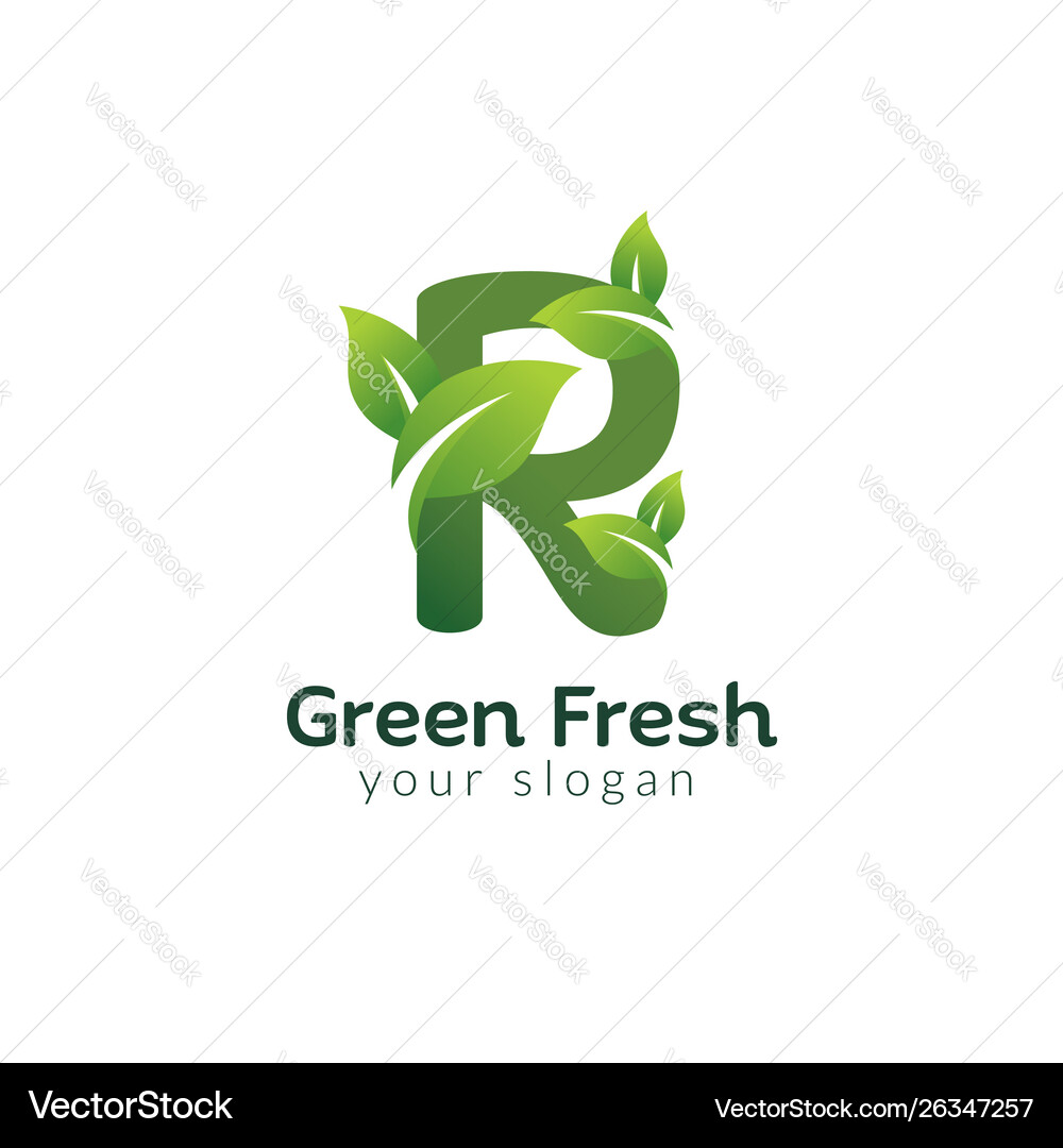 Eco green letter r logo design template Royalty Free Vector