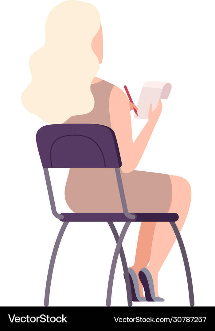 Female student sitting on chair in class back Vector Image