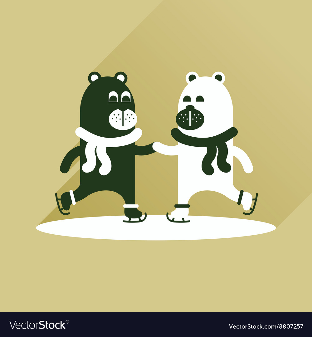 Flat Icon With Long Shadow Bears Skate Royalty Free Vector