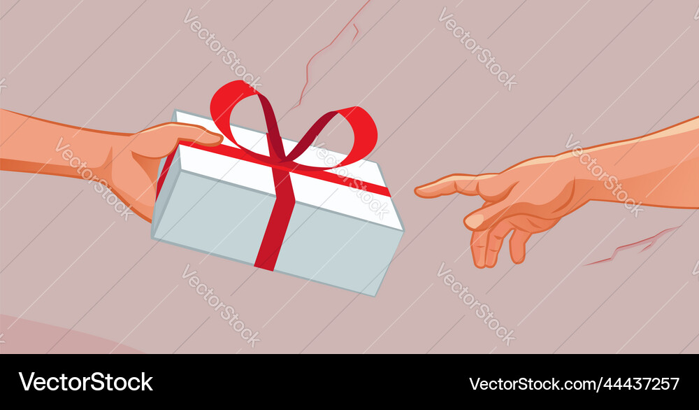 Hand offering a gift vintage style design Vector Image