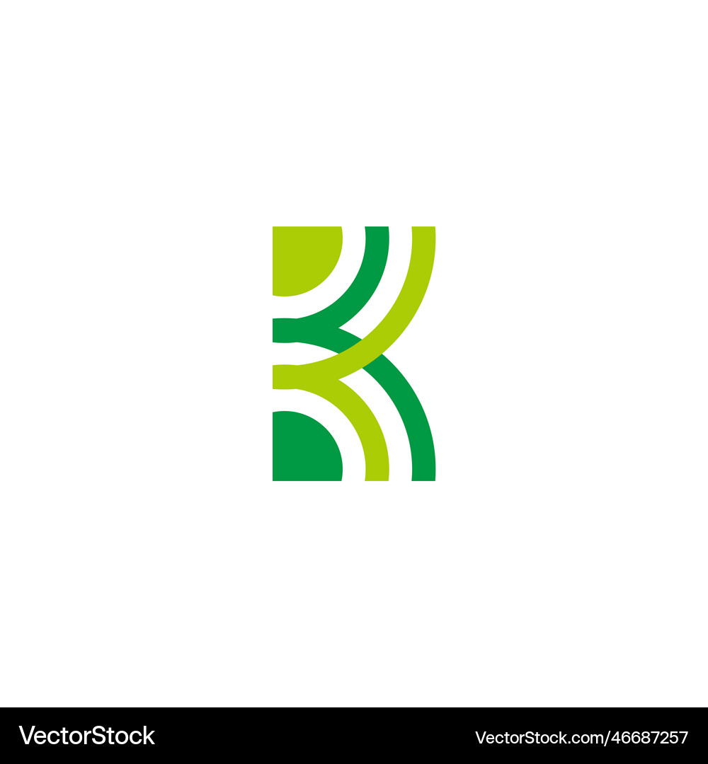 Letter k green trees branch forest simple logo Vector Image