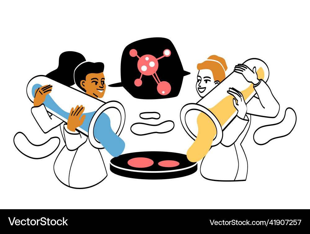 Scientists conducting scientific researches Vector Image