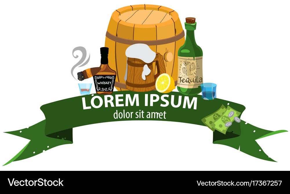Whiskey and tequila alcohol bar pub banner Vector Image