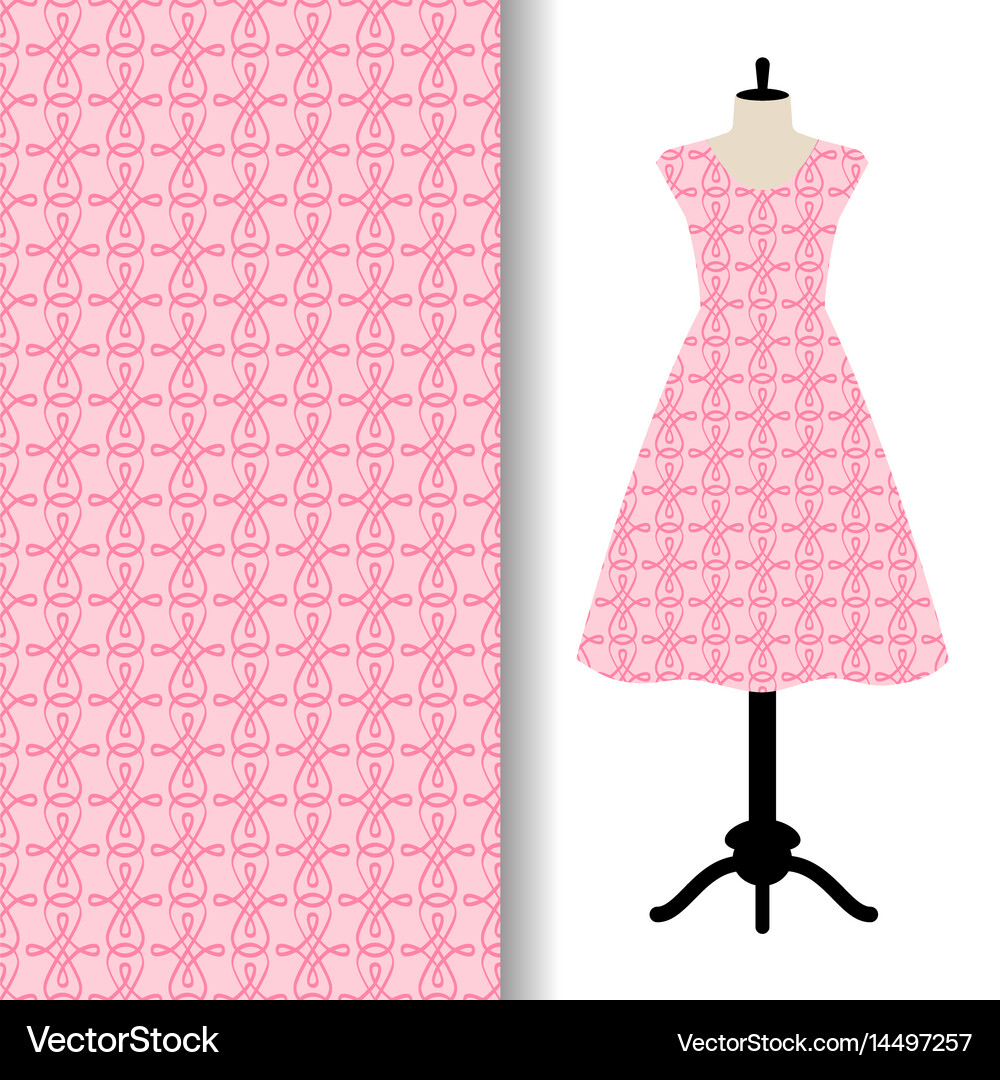 Women dress fabric with pink pattern Royalty Free Vector