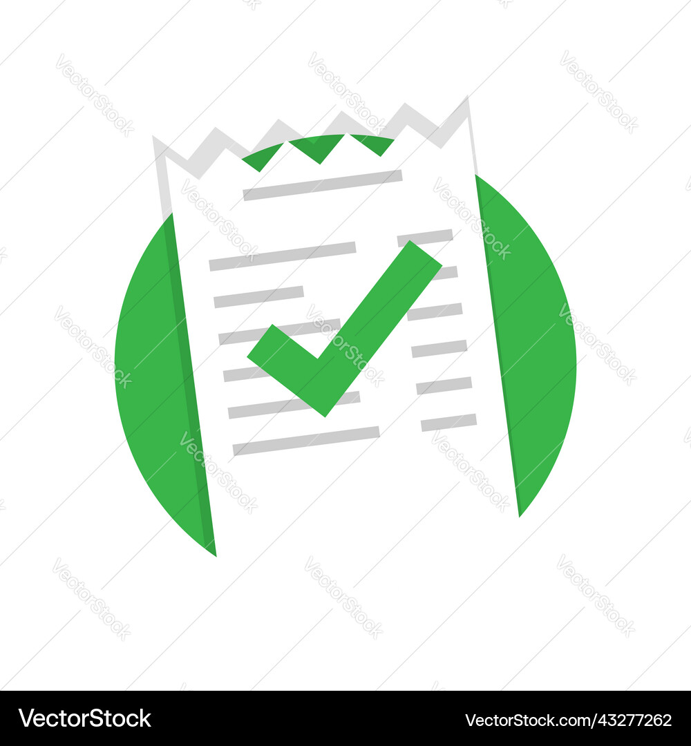 Approved payment icon in flat style paper receipt Vector Image