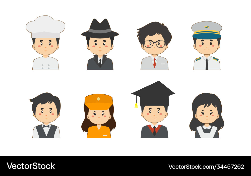 Colorful avatar with variety profession set Vector Image