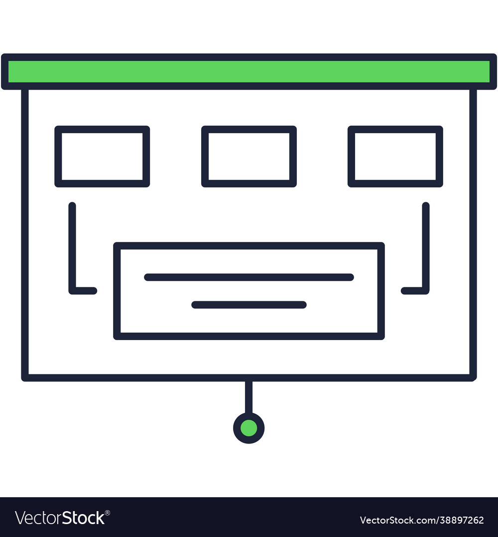 Computer presentation app icon flat line Vector Image
