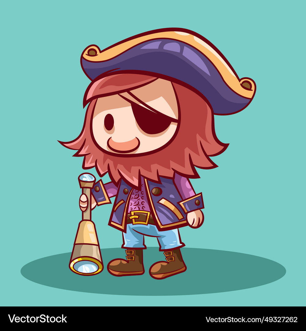 Cute pirate on treasure huntpirate Royalty Free Vector Image
