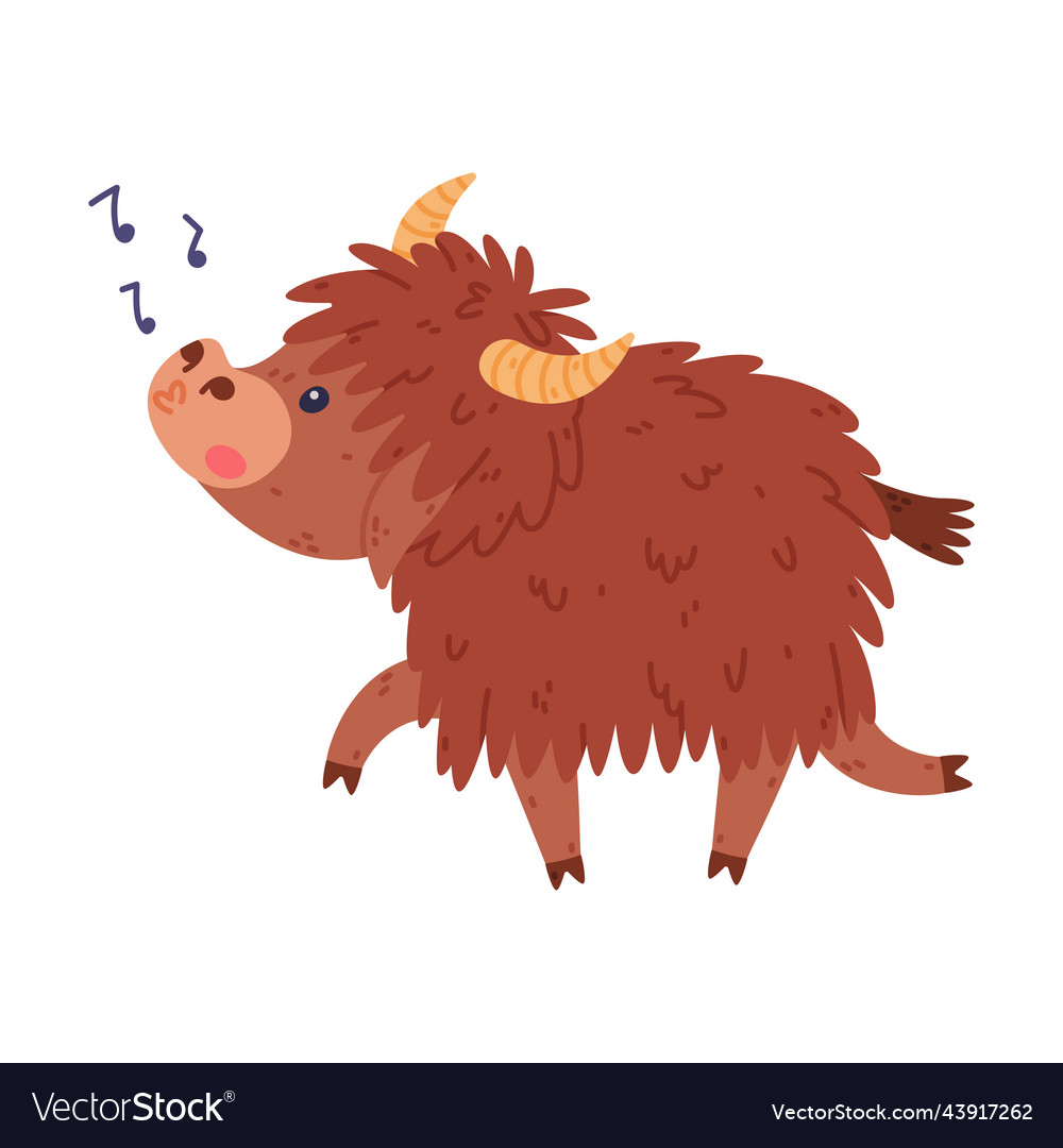 Cute yak character with dense fur and horns Vector Image