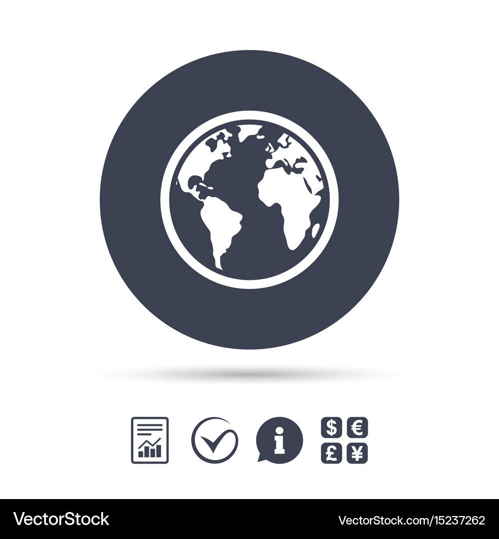 Globe sign icon world map geography symbol Vector Image