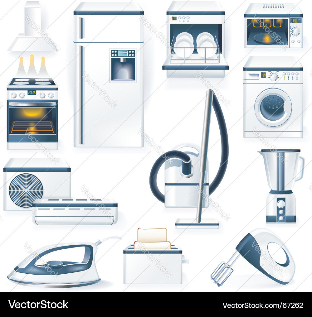 Household appliances icons Royalty Free Vector Image