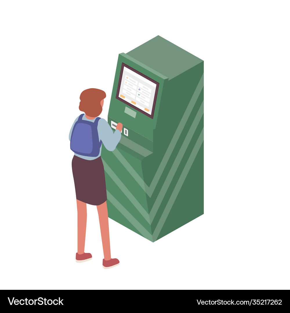 Scene self service and automatic payment woman Vector Image