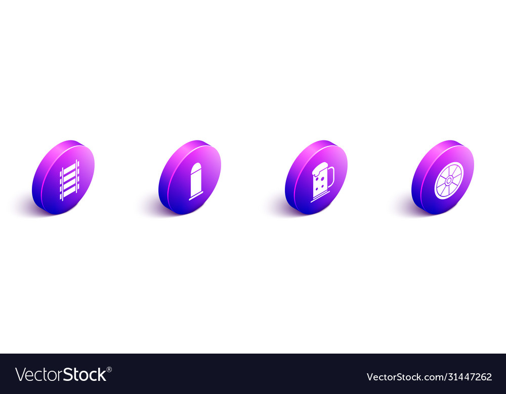 Set isometric railway railroad track bullet Vector Image Set isometric railway railroad track bullet Vector Image