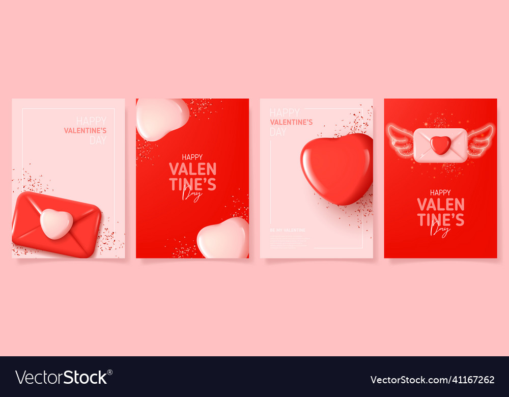Set of happy valentines day posters Royalty Free Vector
