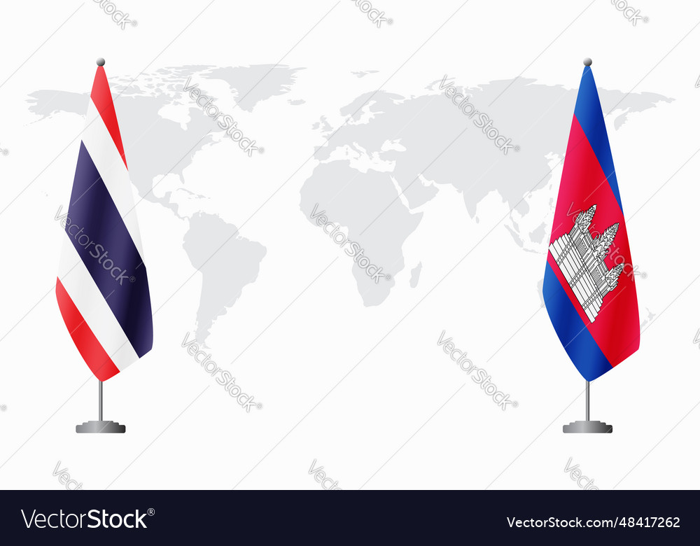 Thailand and cambodia flags for official meeting Vector Image