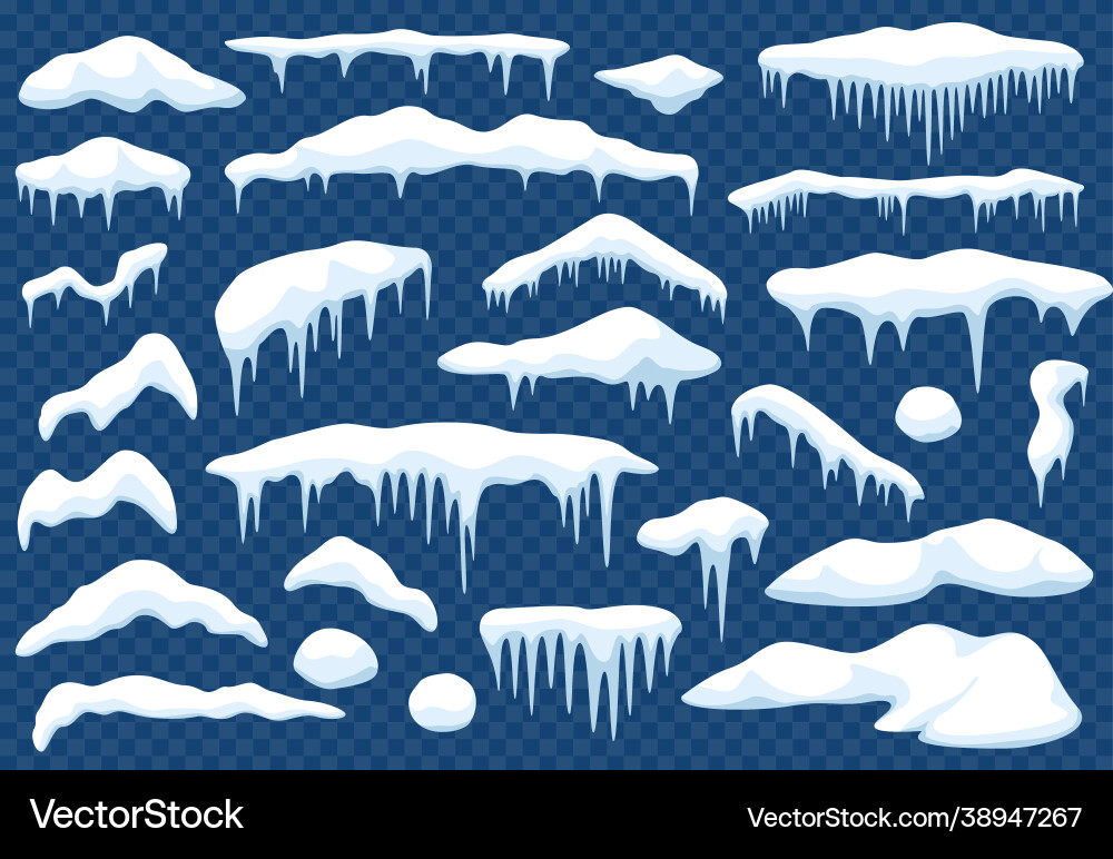 Cartoon snow caps snowdrift pile Royalty Free Vector Image