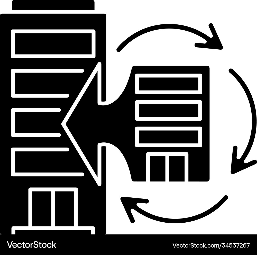 Corporate synergy black glyph icon Royalty Free Vector Image
