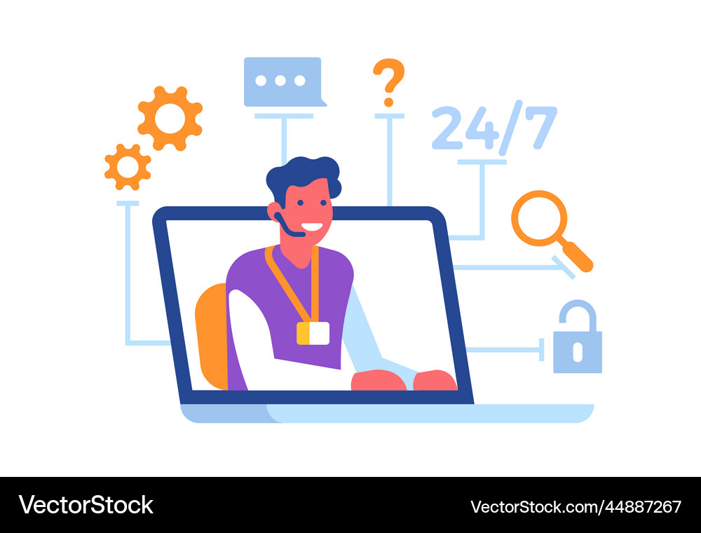 Customer service online feedback laptop and call Vector Image