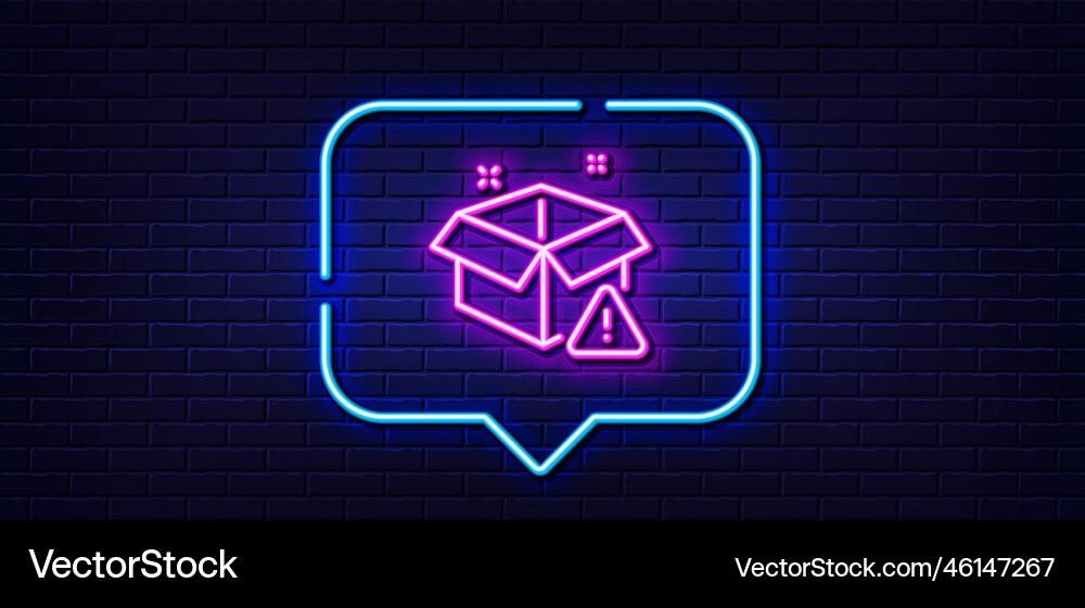 Delivery warning line icon package box alert sign Vector Image