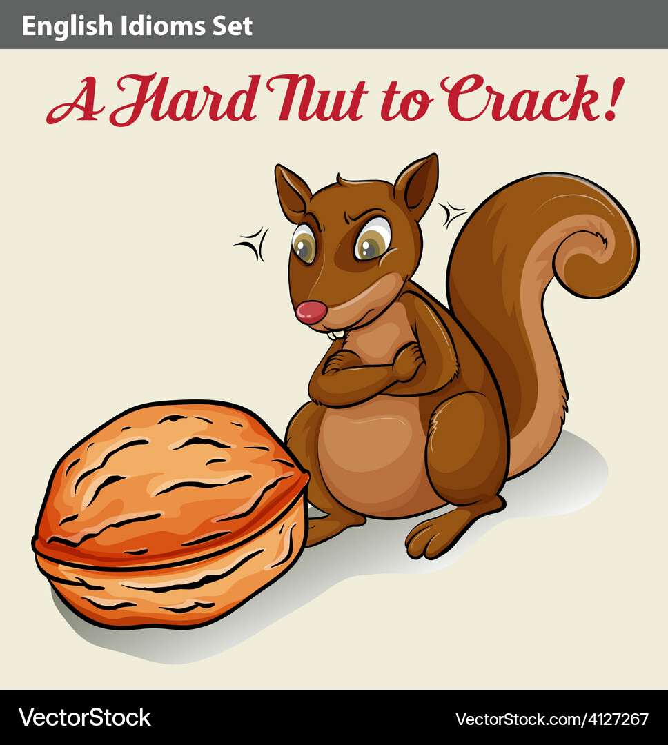 English idom showing a hard nut Royalty Free Vector Image