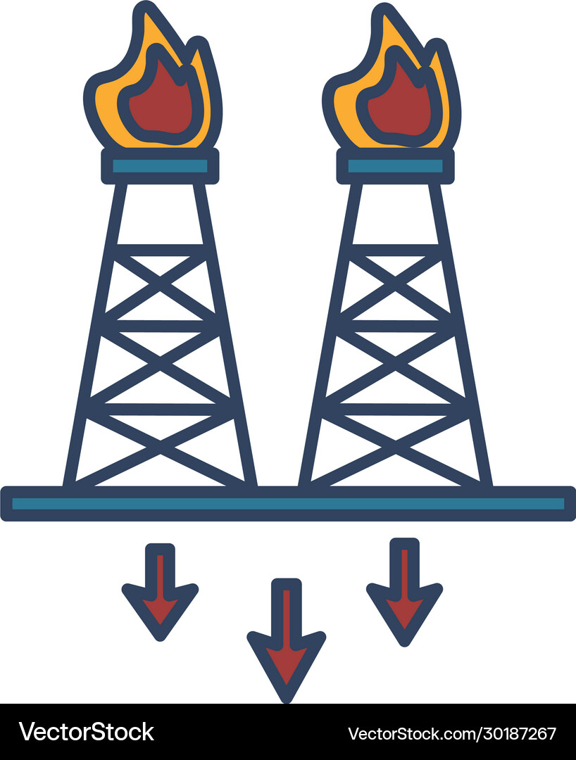 Extraction tower oil fill style icon Royalty Free Vector