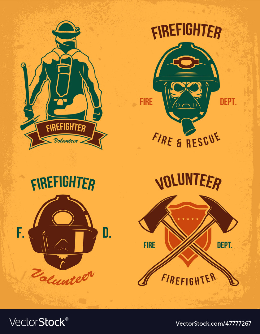 Firefighter badges set Royalty Free Vector Image