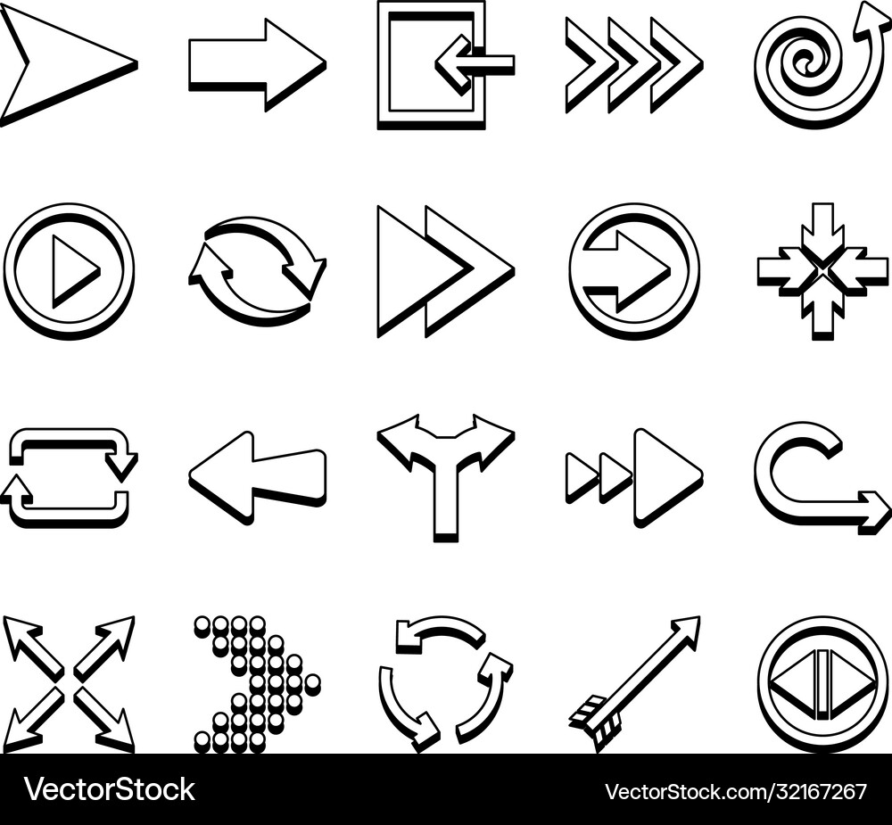 Four arrows pointing and symbols icon set Vector Image