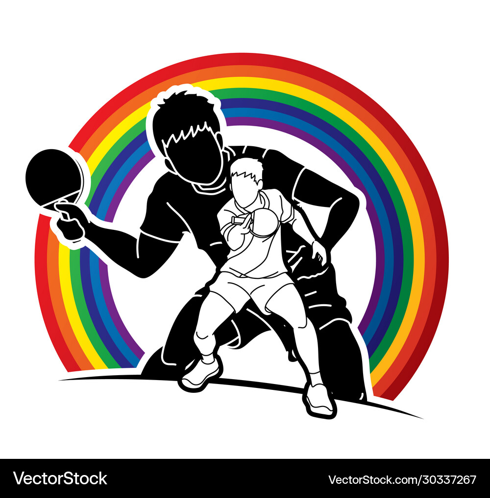 Group ping pong players table tennis Royalty Free Vector