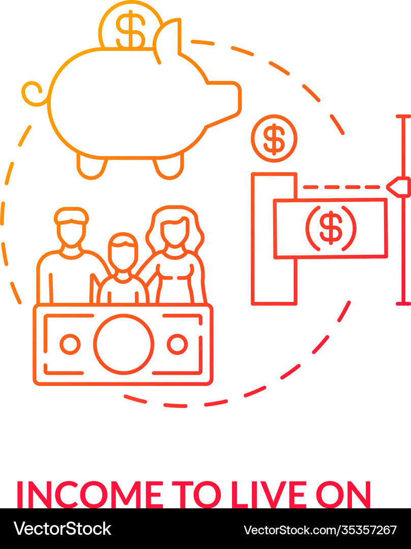 Income to live on red gradient concept icon Vector Image